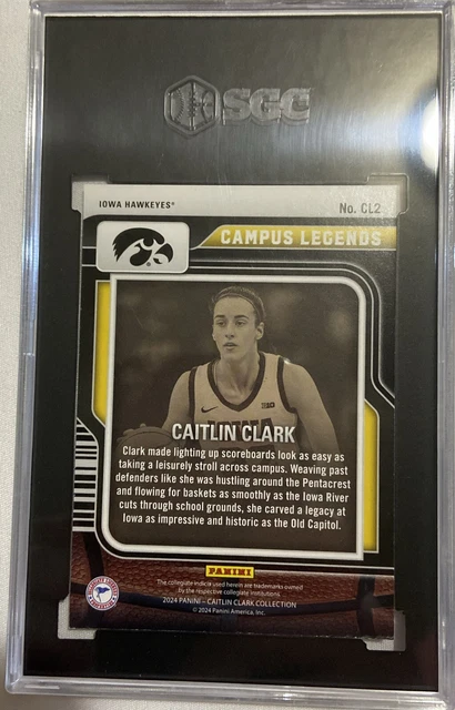 2024 PANINI CAITLIN Clark Coll Contenders Gold Red Foil SGC 9 MT Iowa ...
