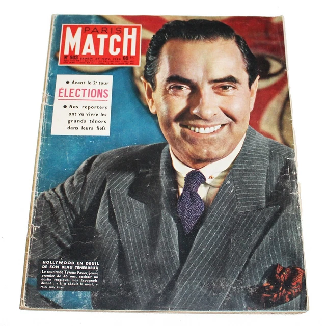 MAGAZINE / REVUE Paris Match n° 503 du 29/11/1958 Élections / Tyrone Power EUR 5,00 - PicClick FR
