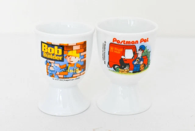 VINTAGE BOB THE Builder & Postman Pat Egg Cups - GREAT COND - NEXT DAY ...