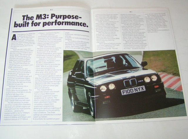 PROSPECTUS / BROCHURE BMW M3 E30 / BMW M 635 Csi E24 - Edition 1988 EUR ...