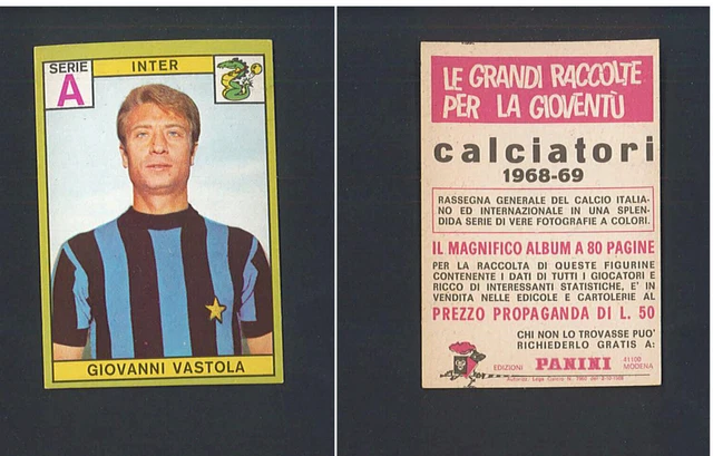 FIGURINA CALCIATORI PANINI 1968-69 Giovanni Vastola (Inter) Nuova ...