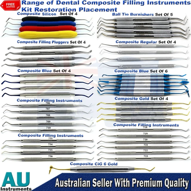 DENTAL COMPOSITE FILLING Instruments Restoration Placement Pluggers ...