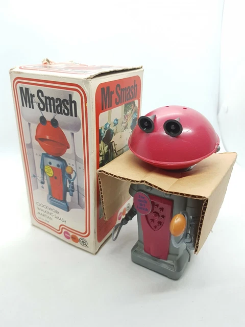 VINTAGE MARX TOYS MR SMASH Clockwork Toy Robot 1970s In Original Box NO ...