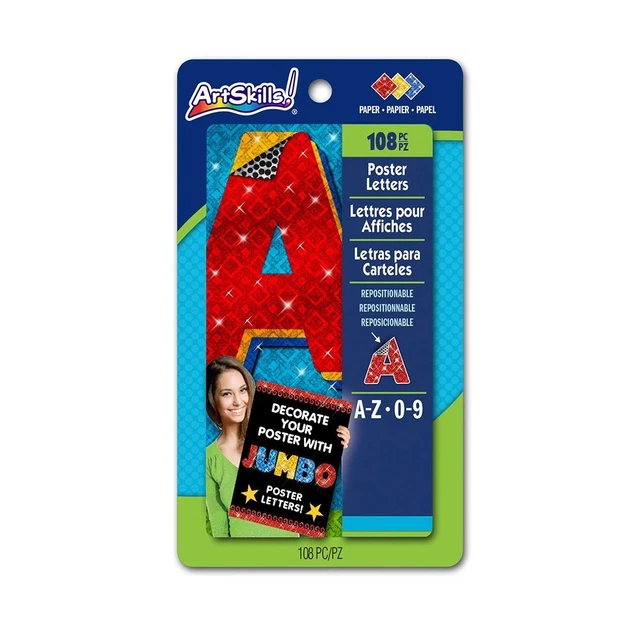 ARTSKILLS JUMBO POSTER Letters and Numbers, A-Z and 0-9, Assorted ...