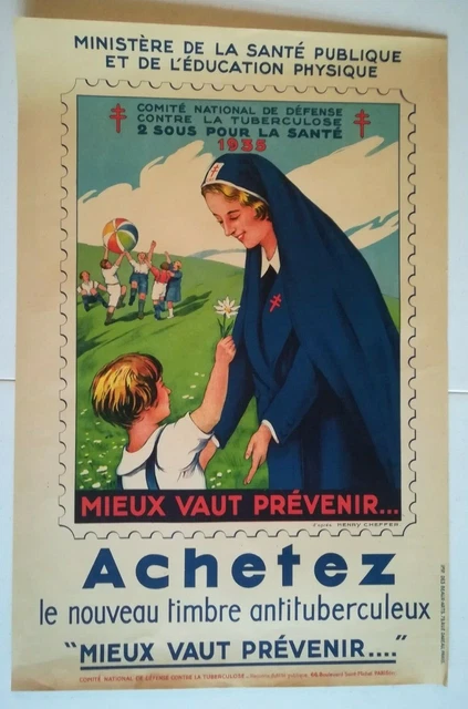 AFFICHE - CONTRE la tuberculose - Ministère de la santé publique - Henry Cheffer EUR 60,00 ...