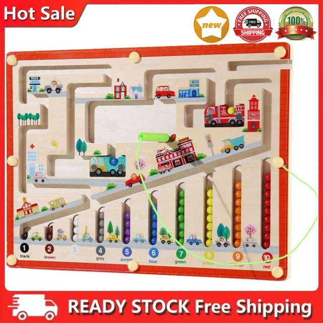 MAGNETIC COLOR NUMBER Maze Wooden Color Counting Number Classification ...