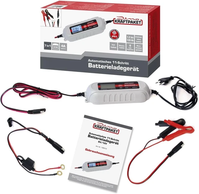 DINO KRAFTPAKET 4A Batterieladegerät 6V/12V Smart AGM GEL EFB EUR 39,94 ...