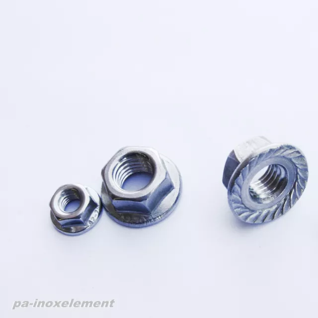 FLANSCHMUTTERN MIT SPERRVERZAHNUNG DIN 6923 Edelstahl V2A M3 M4 M5 M6 ...