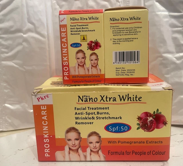 NANO EXTRA WHITE Face Cream. Contains 20g Each Of Day And Night Cream 2 ...
