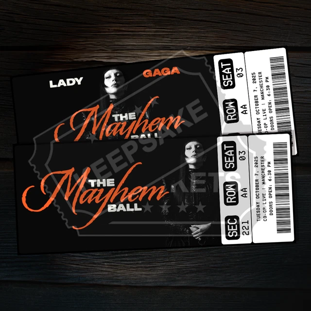 LADY GAGA MOCK Ticket The Mayhem Ball Tour | Personalised Gift Reveal ...