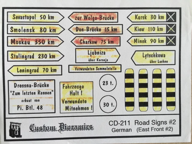 CUSTOM DIORAMIC 1/35TH WW2 German East Front Signs Set Two Decal Set $9 ...
