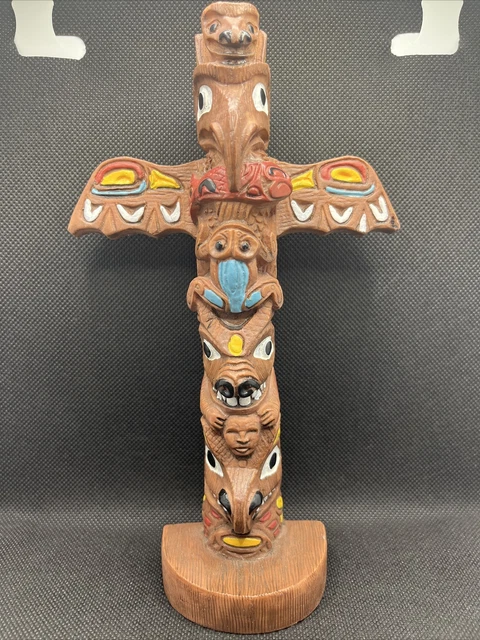 TOTEM POLE FIGURINE Hawk Wolf 8” Solid $22.99 - PicClick CA
