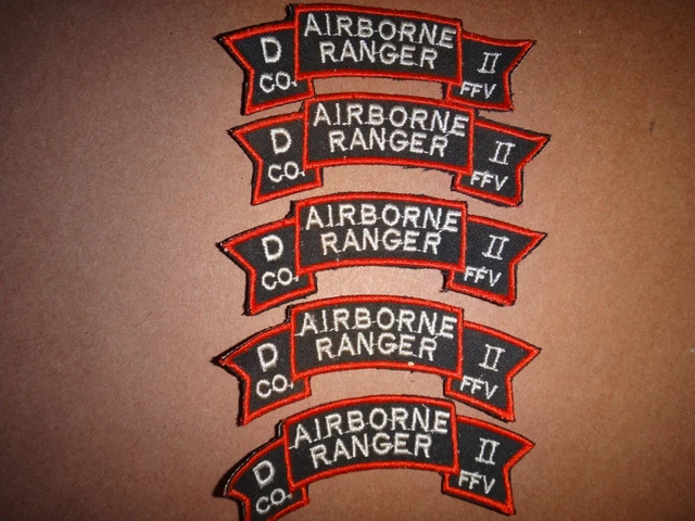 5 TOPPE PERGAMENE guerra del Vietnam US Army D Company AIRBORNE RANGER ...