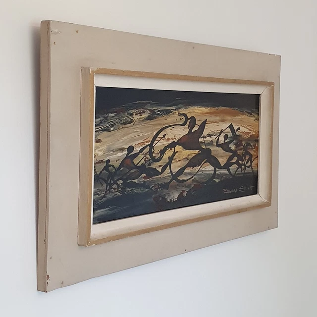 ORIGINAL TRIBAL PAINTING Textured Oil on Board 1960 - Edward M Elliott ...