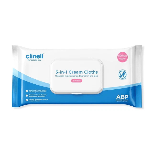 CLINELL CONTIPLAN INCONTINENCE Cleansing Cloths Contiplan Pack of 25 ...