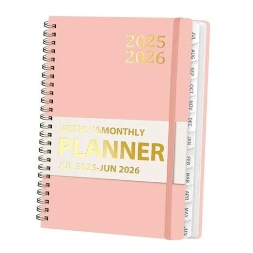 DAILY PLANNER 2025-2026, July 2025 - June 2026 Planner, Hard Cover Pink ...