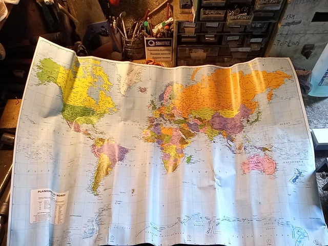 ANCIENNE CARTE TERRESTRE Globe Vintage Planisphère Monde Yougoslavie 52 X 75 Cm EUR 10,00 ...