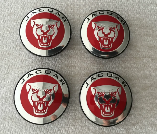 JAGUAR RED ALLOY WHEEL CENTRE CAP BADGES BRAND NEW C2D47107 XE XK F ...
