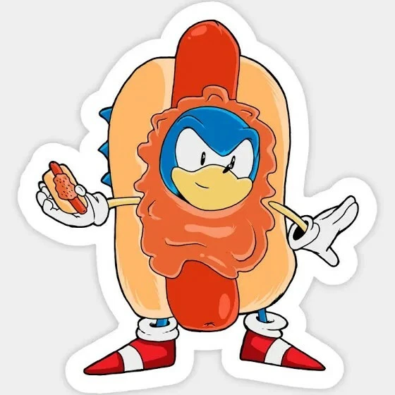 SONIC HEDGEHOG HOT Dog Decal SEGA Chili Dog Costume Sticker Water ...