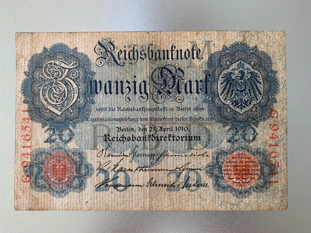 REICHSBANKNOTE 20 MARK, 1910 EUR 4,00 - PicClick DE