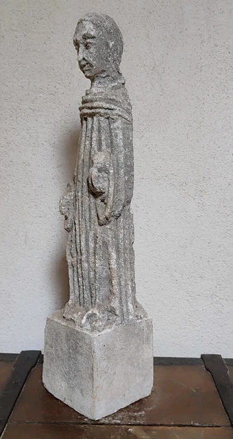 STATUE RELIGIEUSE EN pierre XVIIe ? Saint Jean ? 17th stone h : 58 cm ...