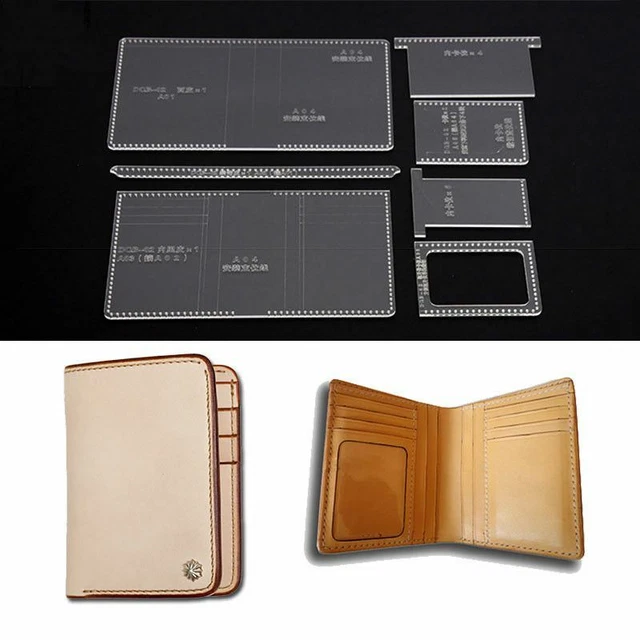 LEATHER CRAFT ACRYLIC Short Wallet Pattern Stencil Template Tool DIY ...