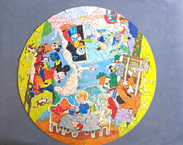 VINTAGE WALT DISNEY Jigsaw Puzzle Round Circular 100 Piece COMPLETE ...