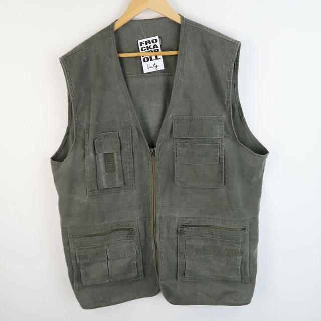 VINTAGE MENS UTILITY Gilet Jacket Tech Vest 90'S Y2K SZ XXL / 3XL ...
