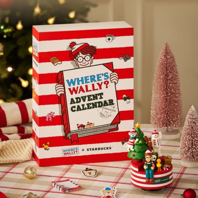 STARBUCKS KOREA 2025 Where's Wally Waldo Advent Calendar with Music Box ...