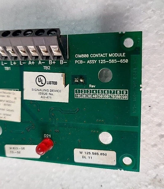 TYCO CIM800 CONTACT Module Pcb Sgl Pcb-Assy 125-585-650 125-165-269 ...