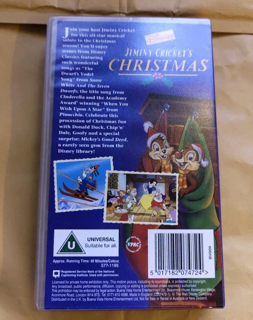 DISNEY JIMINY Cricket's Christmas (VHS, 1997) £4.99 - PicClick UK