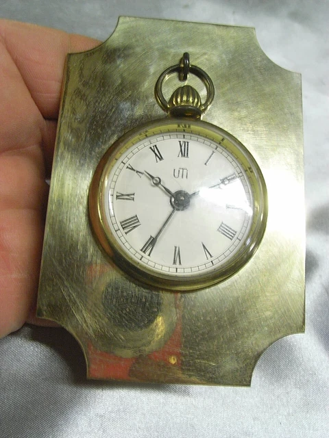 ANCIEN RÉVEIL UTI Pendulette Bronze Montre Gousset Pendule Horloge ...