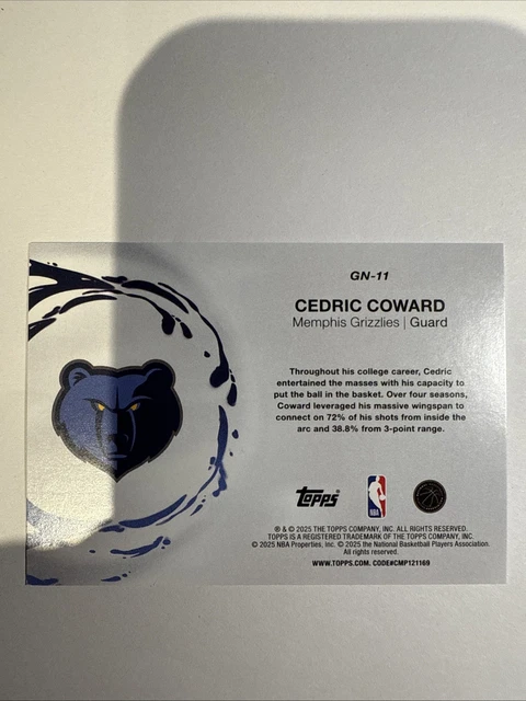 TOPPS FLAGSHIP BASKETBALL 25-26 Cedric Coward Generation Now GN-11 EUR ...