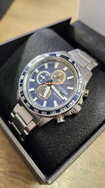 OROLOGIO UOMO CITIZEN Eco-Drive Cronografo Corsa Quadrante Blu CA0781 ...