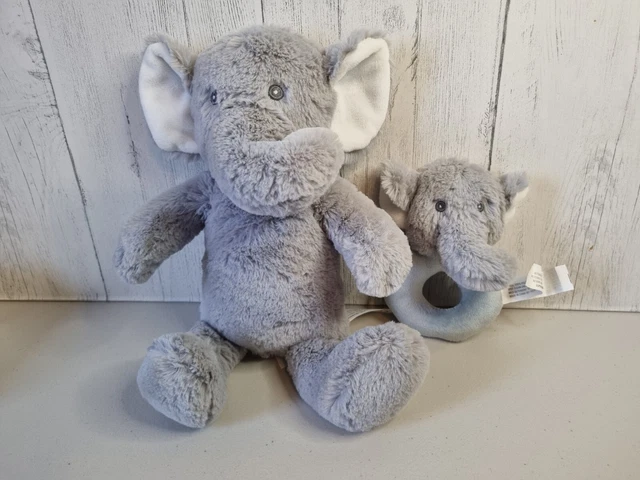 TJX ELEPHANT AND Baby Hand Rattle Soft Toy Comforter Soother Plush £12. ...