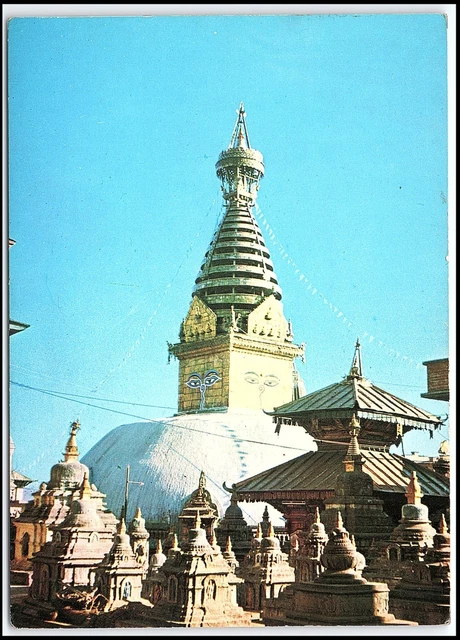 CARTOLINA D'EPOCA SWAYAMBHUNATH Stupa Kathmandu Nepal Tempio buddista ...