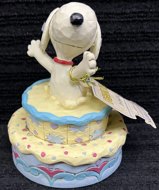 5” JIM SHORE Peanuts Surprise SNOOPY Jumping out of Birthday Cake ...