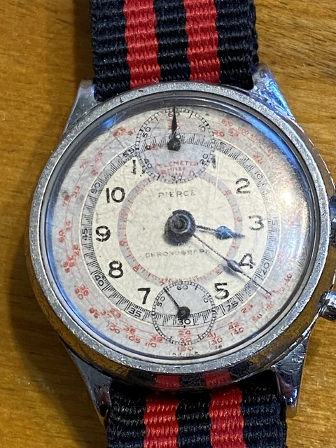 OROLOGIO CRONOGRAFO VINTAGE Pierce Militare Britannico Seconda Guerra ...