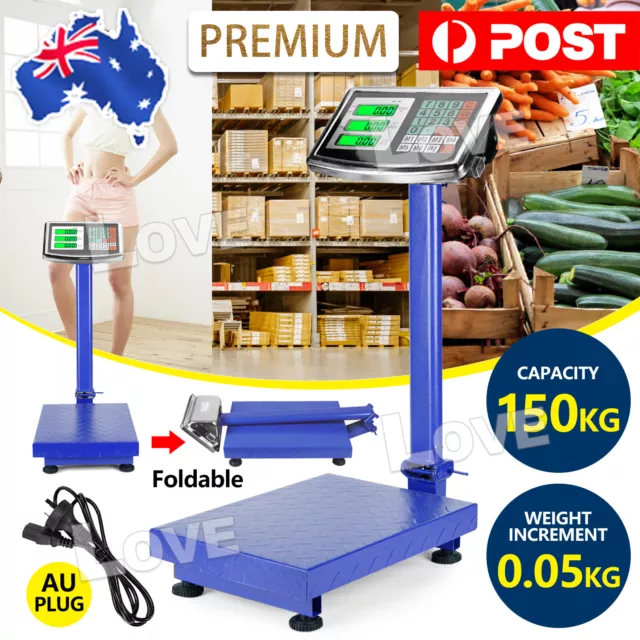 150KG ELECTRONIC SCALE Weight Commercial Digital Platform Scales Postal ...
