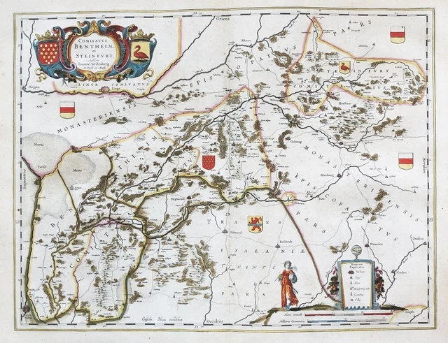 BAD BENTHEIM COUNTY Steinfurt Nordhorn Ochtrup Rheine Map Card Blaeu ...