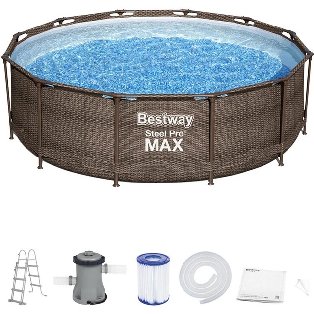 BESTWAY 56709 STEEL Pro Deluxe RATTAN 12 FT x 39.5" Pool 366 x 100 cm ...