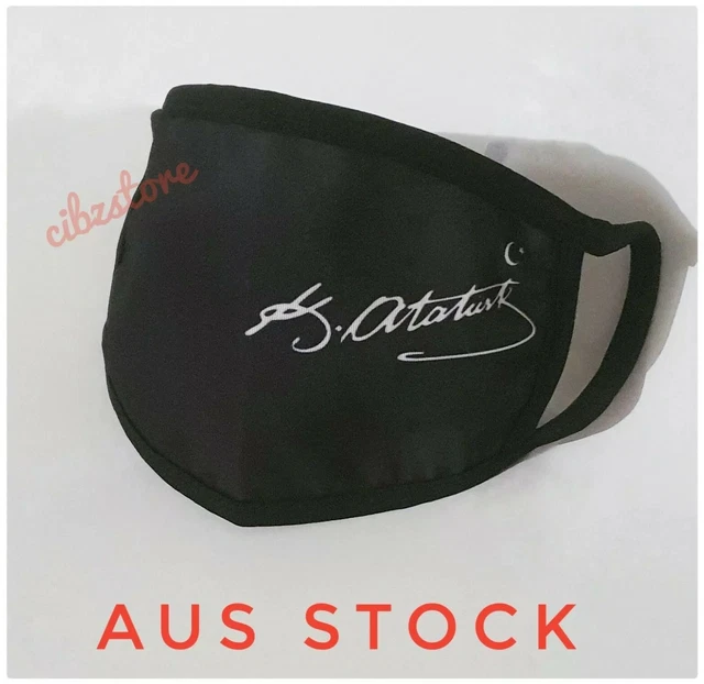 FACE MASK MUSTAFA Kemal Ataturk Signature Turkey National Logo Washable ...