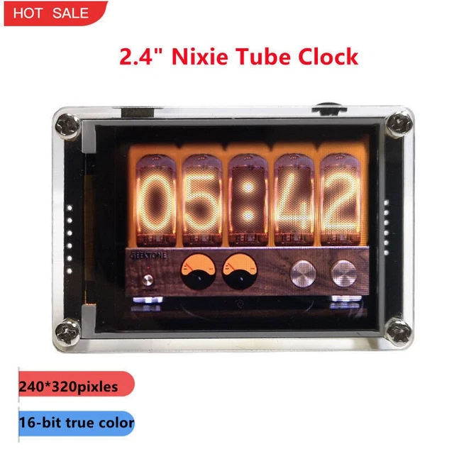 GEEKTONE 2.4& NIXIE Tube Clock VU Meter Voice-Controlled Music 240 #W7 ...