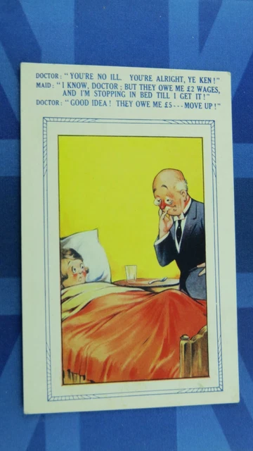 SAUCY BAMFORTH COMIC Postcard 1920's Doctor Bill Maid Wages Two In A ...