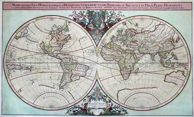 WORLD MAP ORIGINAL Copperplate Map Jaillot's 1696 £3,952.86 - PicClick UK