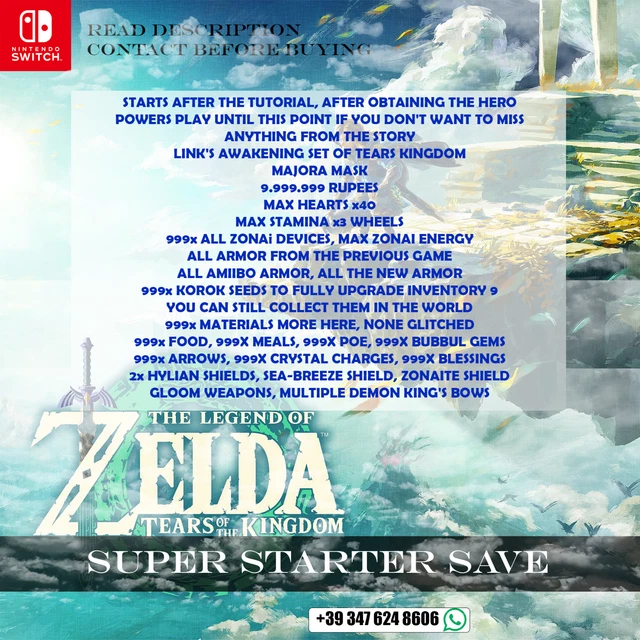 THE LEGEND OF Zelda: Tears of The Kingdom SAVE DATA MAX Nintendo Switch ...