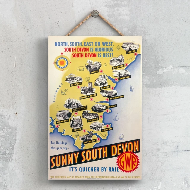 DEVON SUNNY SOUTH Devon Map Original National Railway Poster On A ...