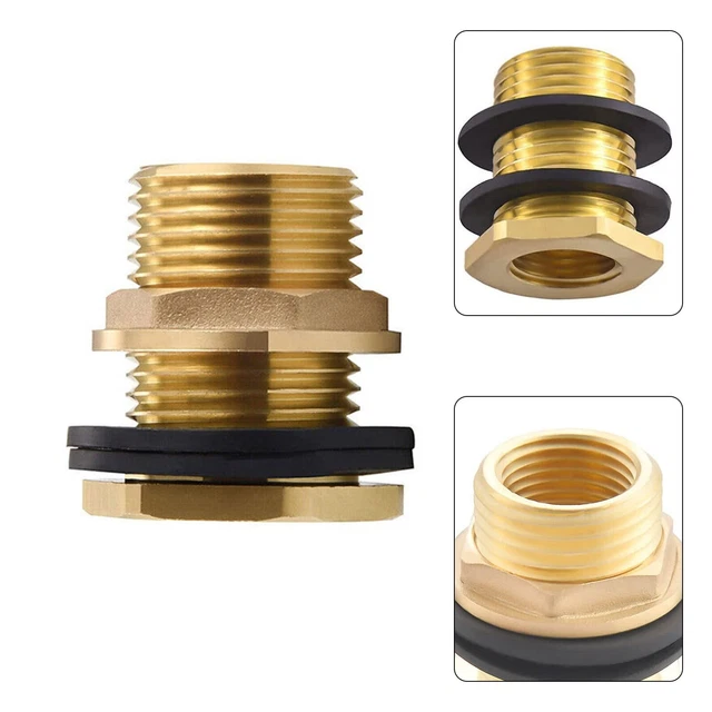 BRASS BULKHEAD WATER Tank Fitting for Rain Buckets and Self Made Water ...