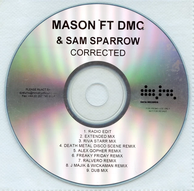 MASON FEAT. DMC & Sam Sparro - Corrigé CD promotionnel 9 pistes remixes ...