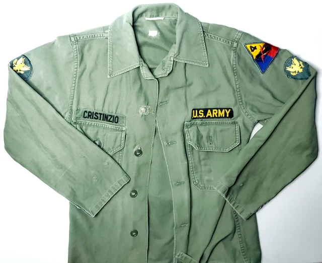 VINTAGE WORN U.S. Army Olive Green Uniform w/ 3rd Armored Division ...